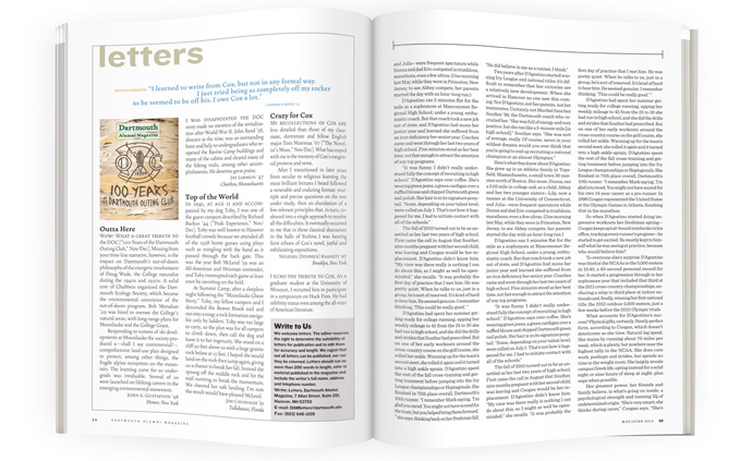 Letters | Dartmouth Alumni Magazine