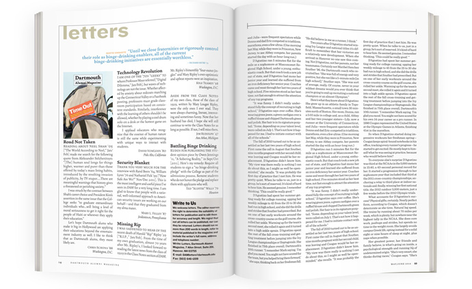 Letters | Dartmouth Alumni Magazine