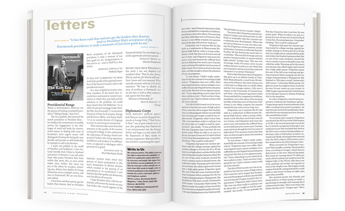 Letters | Dartmouth Alumni Magazine